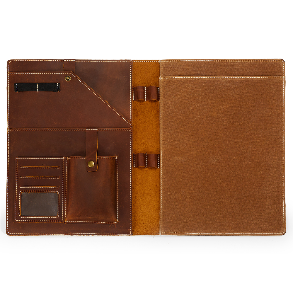 Genuine Leather Business File Folder A4 Document Work Resume Portfolio ...